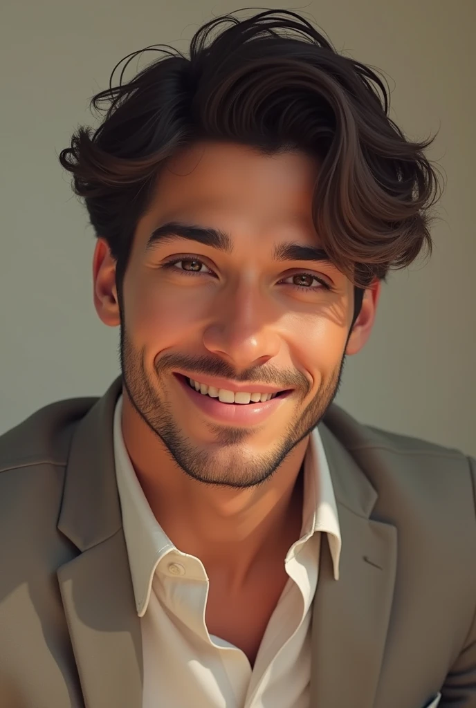 A handsome man is smiling gently - SeaArt AI