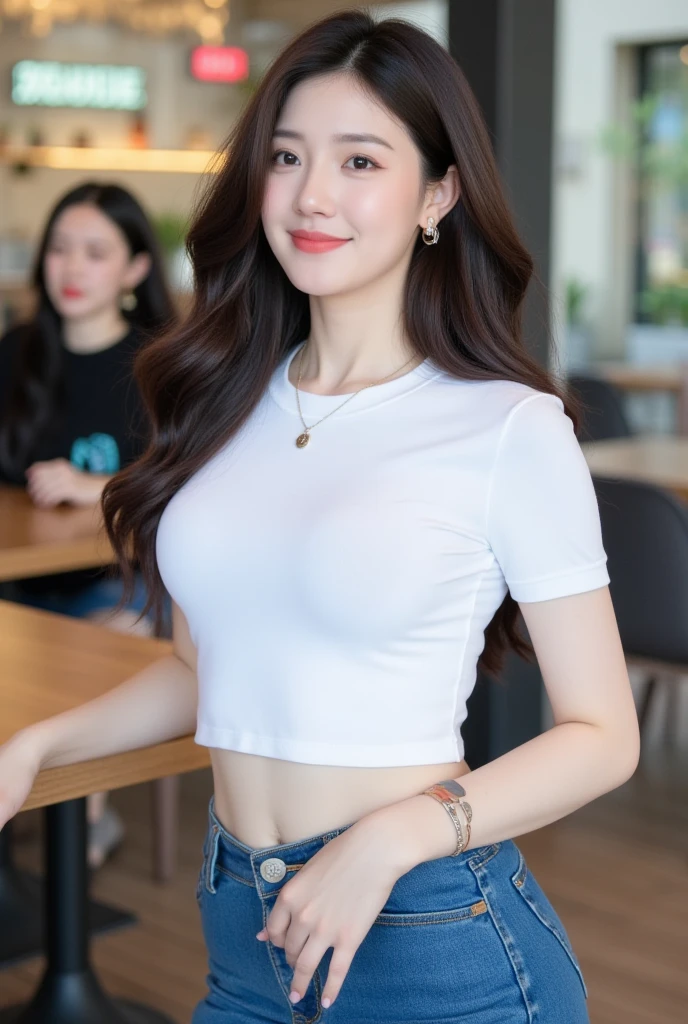 Thai girl with long natural brown hair., Age 22 years, slender - SeaArt AI