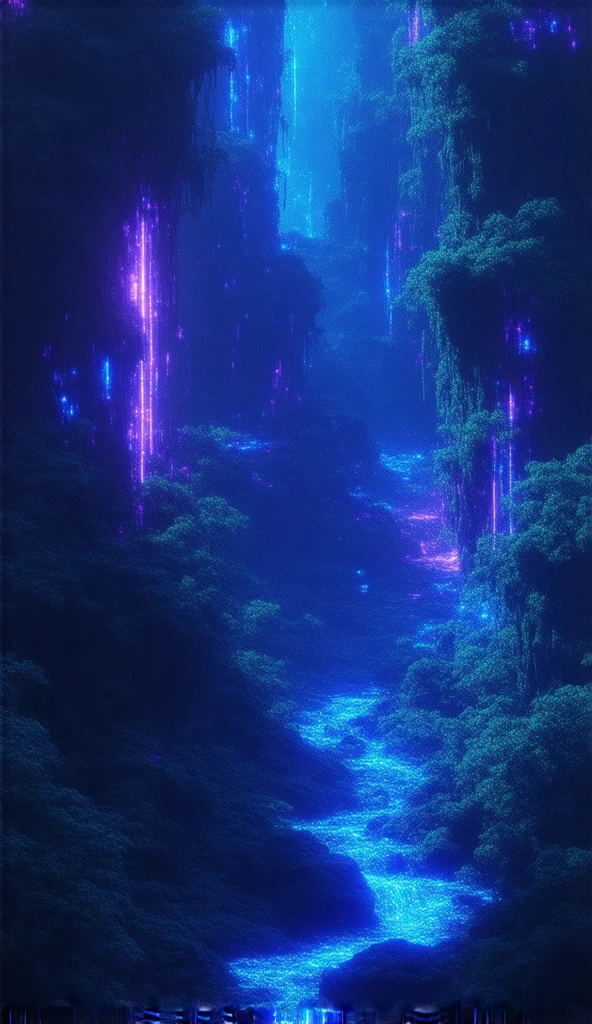 computer graphics ,landscape, neon lights ,, pixel art , bright ...