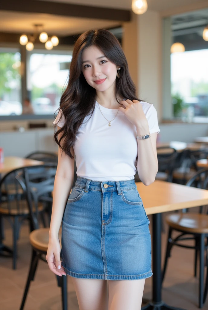 Thai girl with long natural brown hair., Age 22 years, slender - SeaArt AI