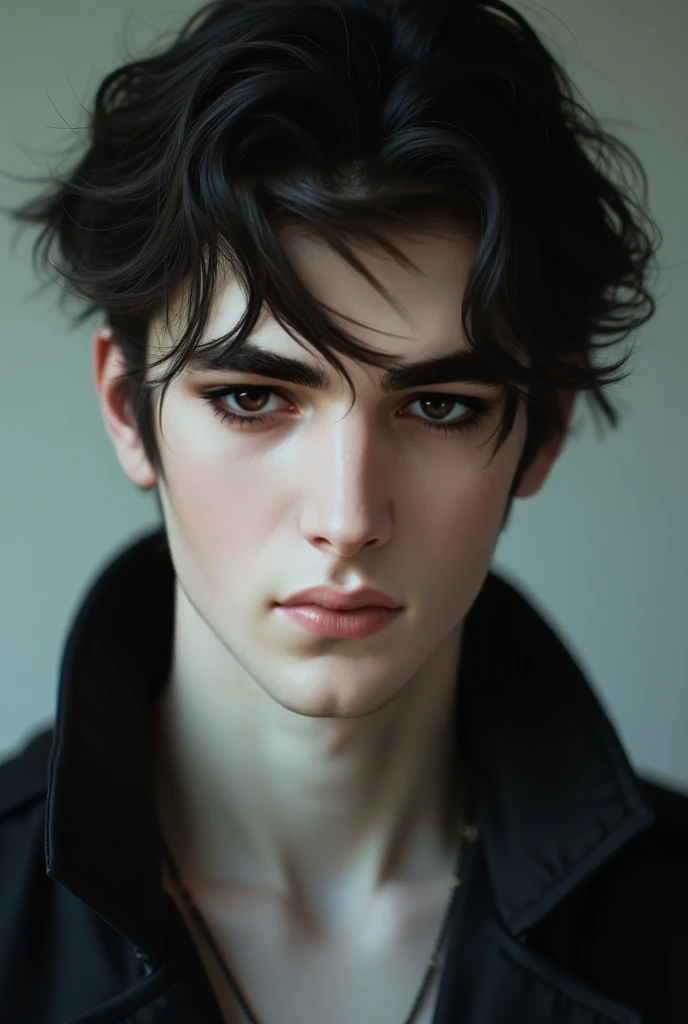 Young male, brunette, vampire, pale skin, delicate features. 8k - SeaArt AI