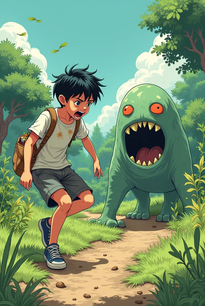 the manga style scene , with all the visual elements and ...