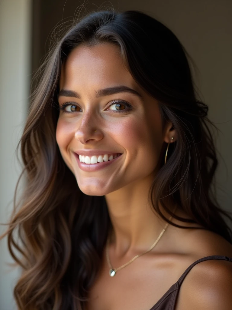 A captivating young podcaster in her twenties, radiating beauty and ...