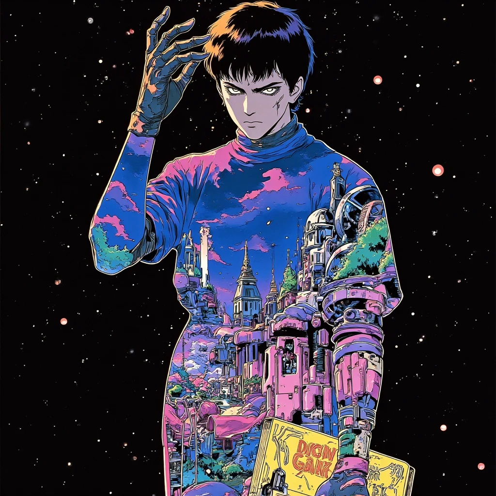 Cyberpunk, young evil monk, chillin in the city god eye, antagonist ...
