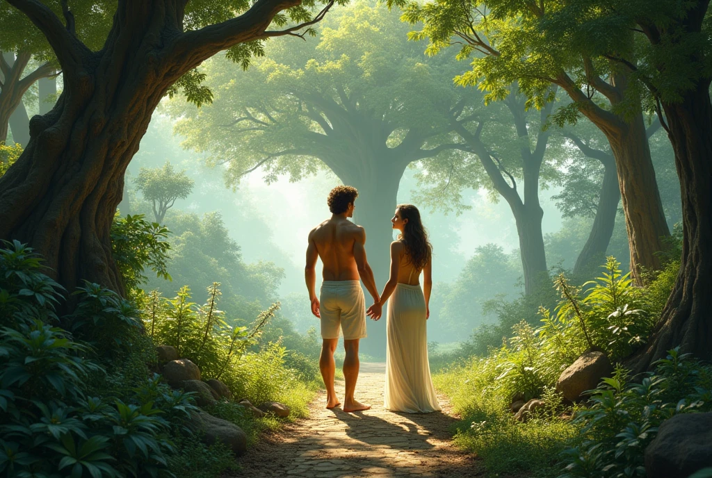 "An image set in the biblical era, depicting the Garden of Eden with ...