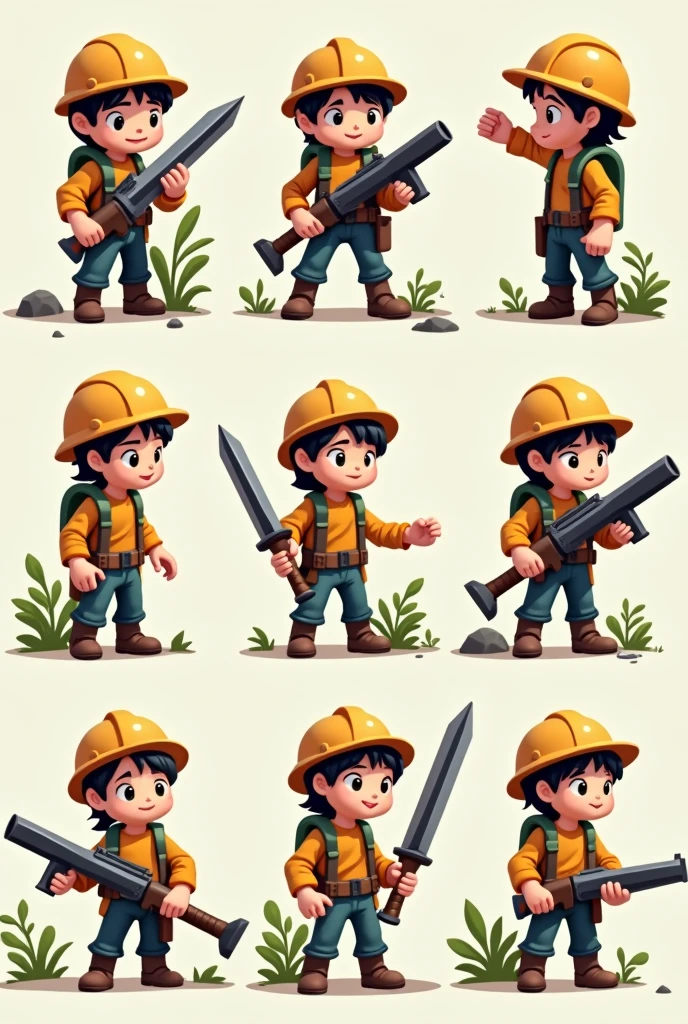 create the same 2D character in several different positions including ...