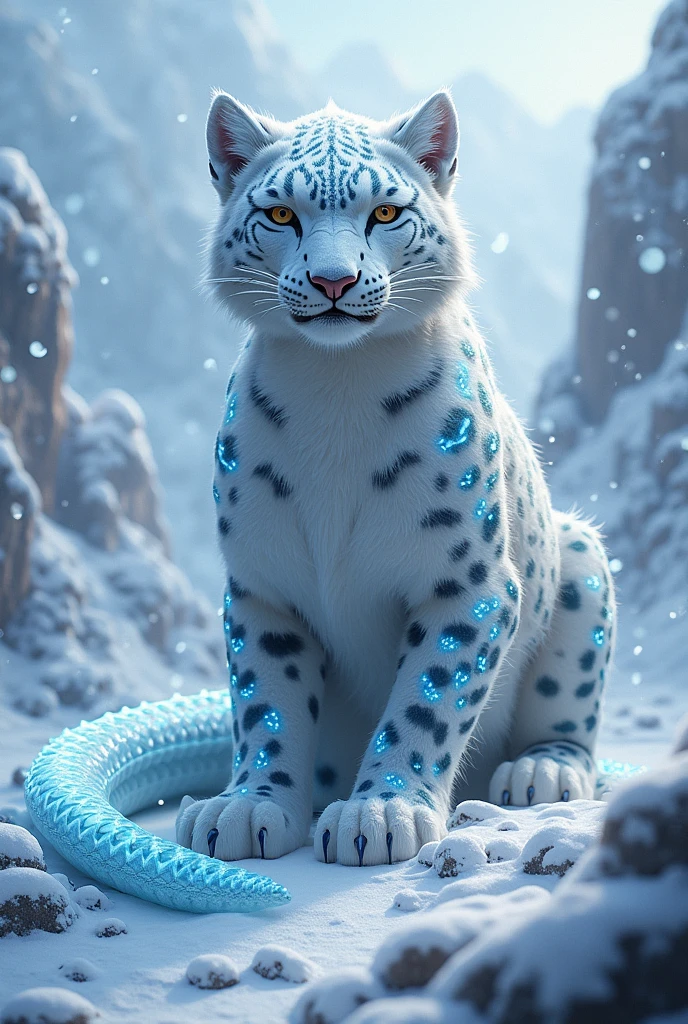 60% Eastern Dragon 40% Snow Leopard - SeaArt AI