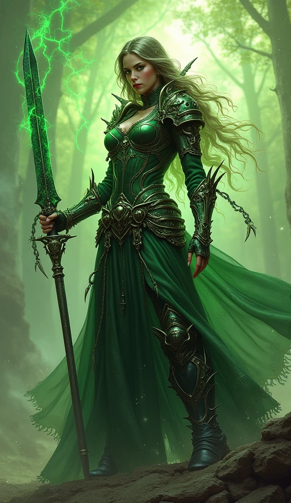 Magic the gathering art / a female cleric of Loki / she wields a sword ...