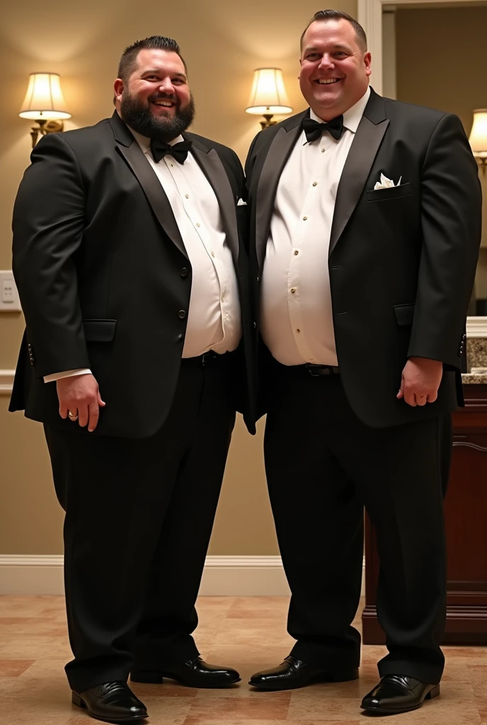 Two college frat boys in tuxedos, huge ass, comically massive ass ...