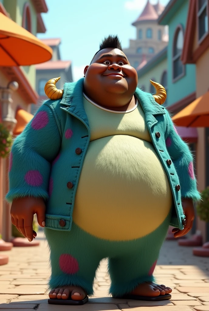 Fat black man with James P character's neck-length costume. Pixar ...