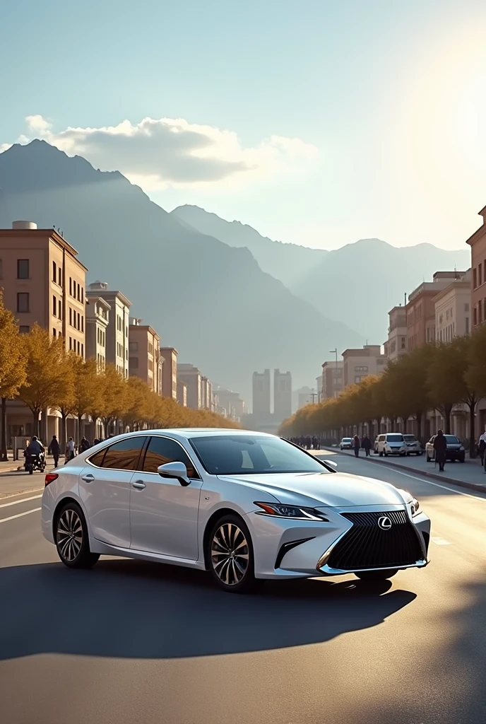 Lexus es 300 2017 white in Dushanbe at 1011 - SeaArt AI