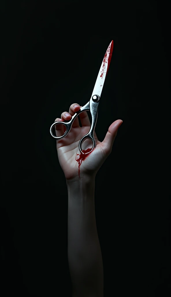 A pale, feminine hand coming out of a dense shadow , holding shiny ...