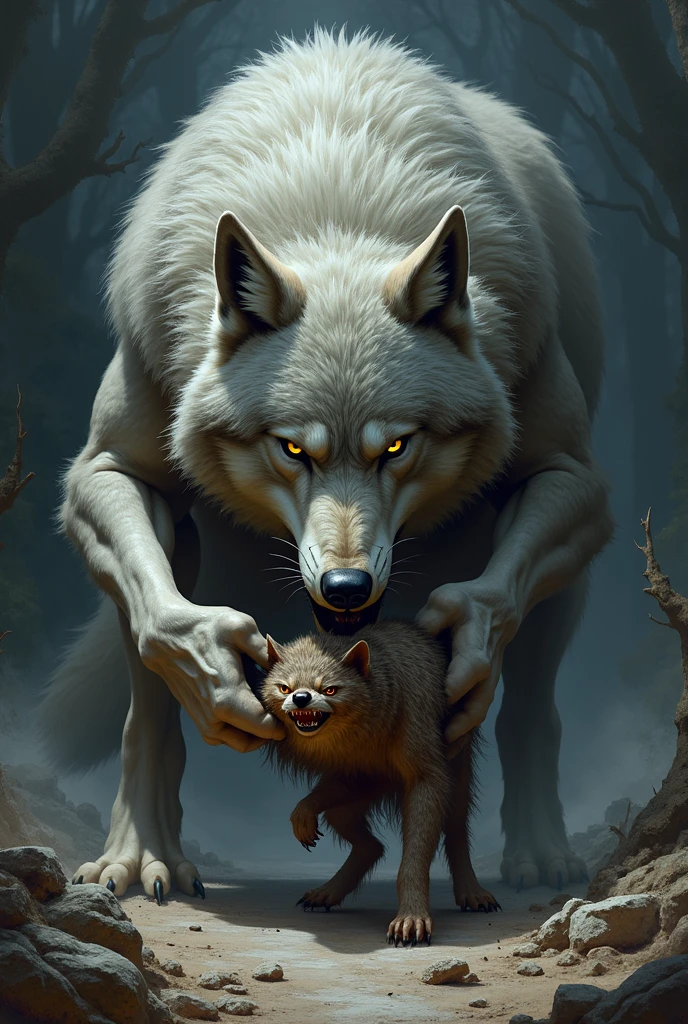 Wolf gray fur, female, large belly, still alive prey, vore willing ...