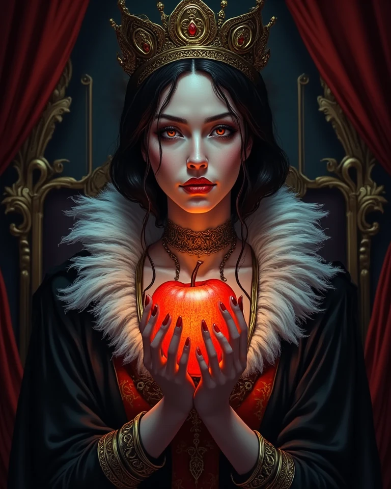 A portrait of a nefarious mischievous Queen Grimhelda with an enigmatic ...