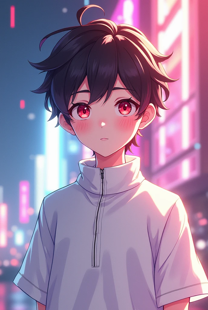 Vtuber, Boy, white clothes, eye color red , - SeaArt AI