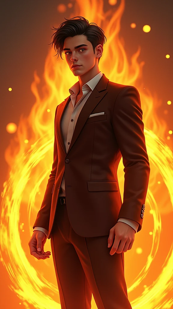 MEN'S CLOTHING, grown-up, a boy's avatar, firebender - SeaArt AI