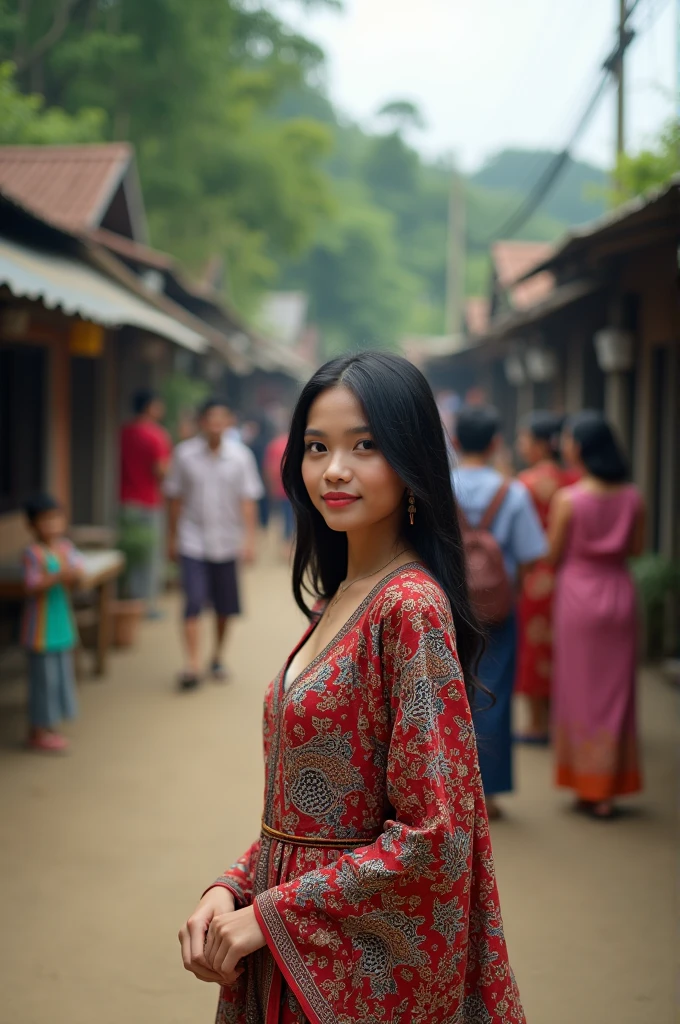 A young Indonesian black haired French crop model with bright white skin sweet s - SeaArt AI