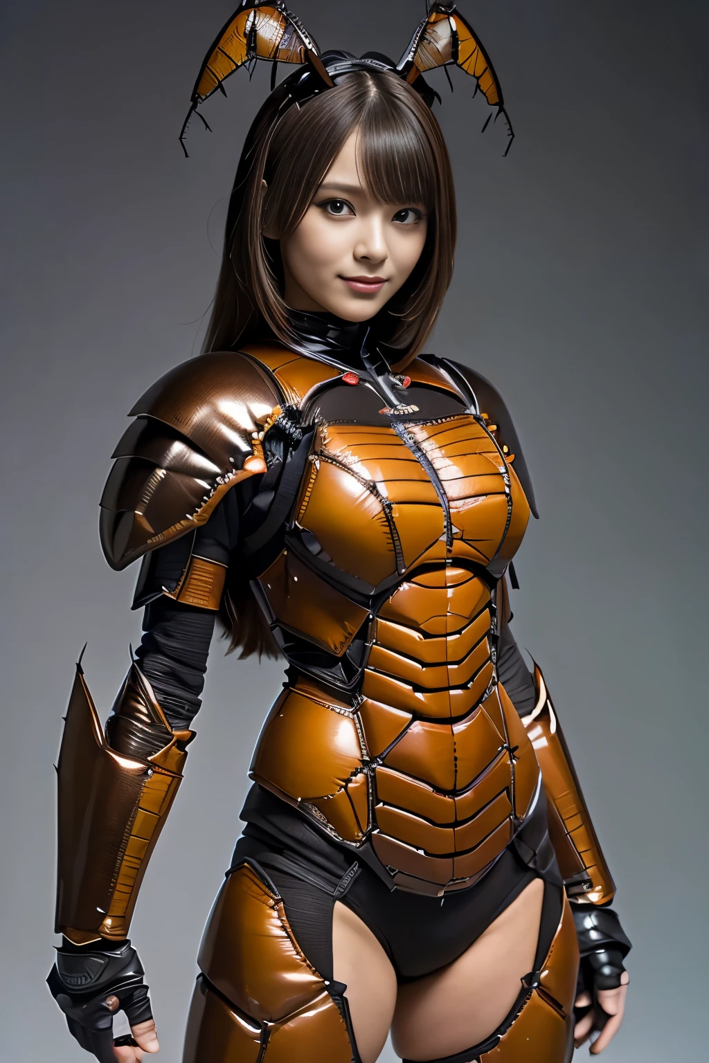 Arafed woman in a shiny armor poses for a picture - SeaArt AI