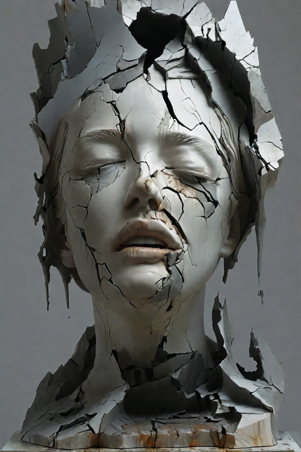 A woman suffering in the midst of suffering、Corrupted、 Crack - SeaArt AI