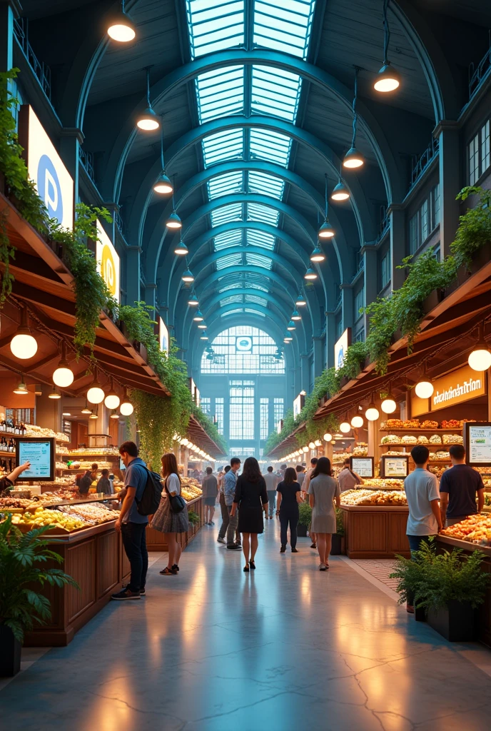 " Create an image of a vibrant commercial market with style prospective ...