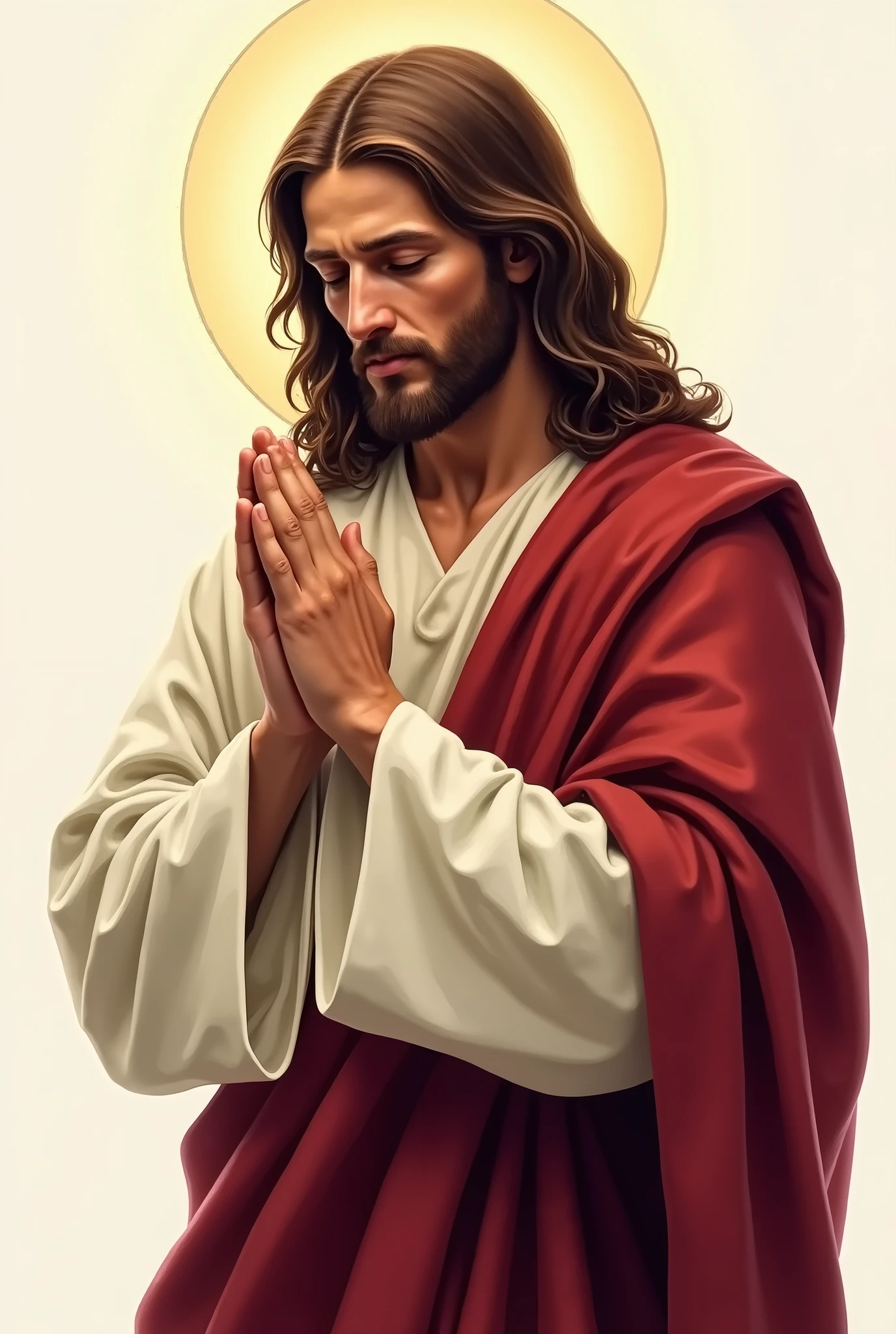 Jesus is praying with his hands folded in prayer - SeaArt AI