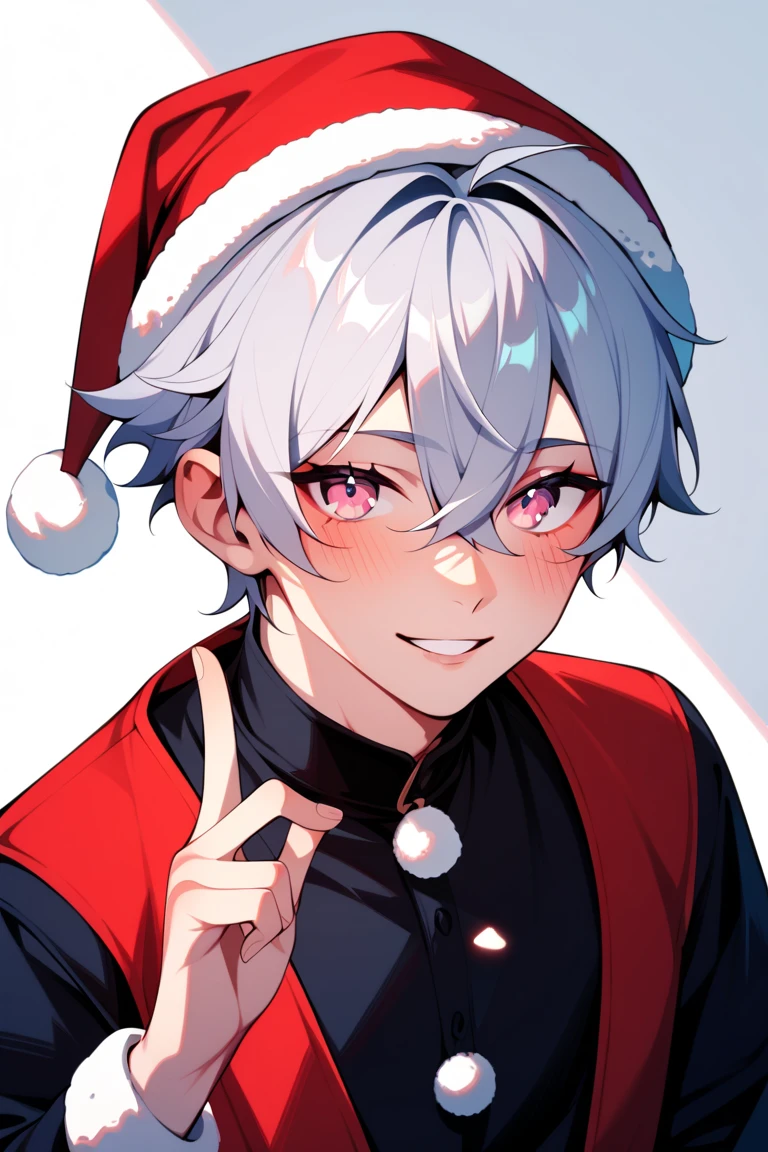 Hair between eyes、Short hair with outer flaps、silver hair、pastelpink ...