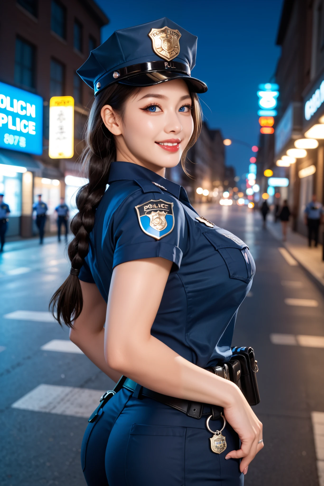 Arafed woman in a police uniform posing for a picture - SeaArt AI