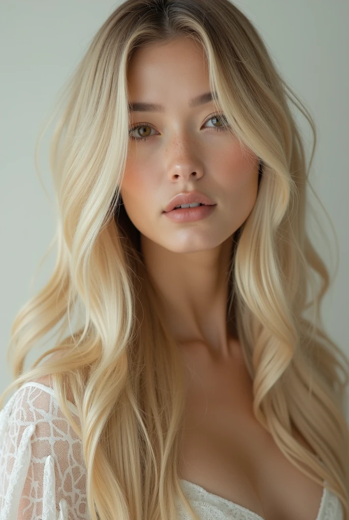 Bone straight long blonde hair - SeaArt AI