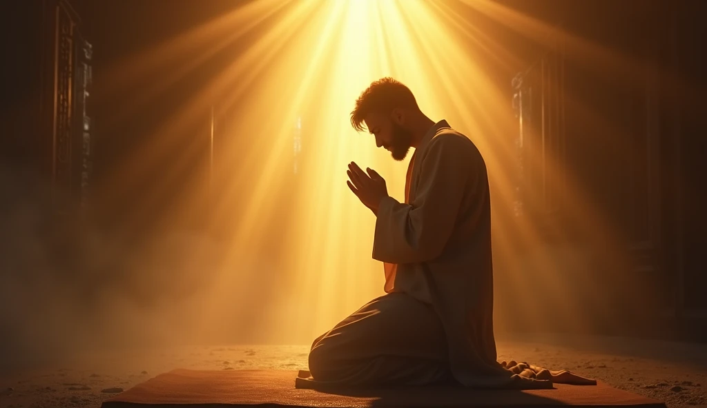 Image of Samuel On your knees praying under a divine light - SeaArt AI