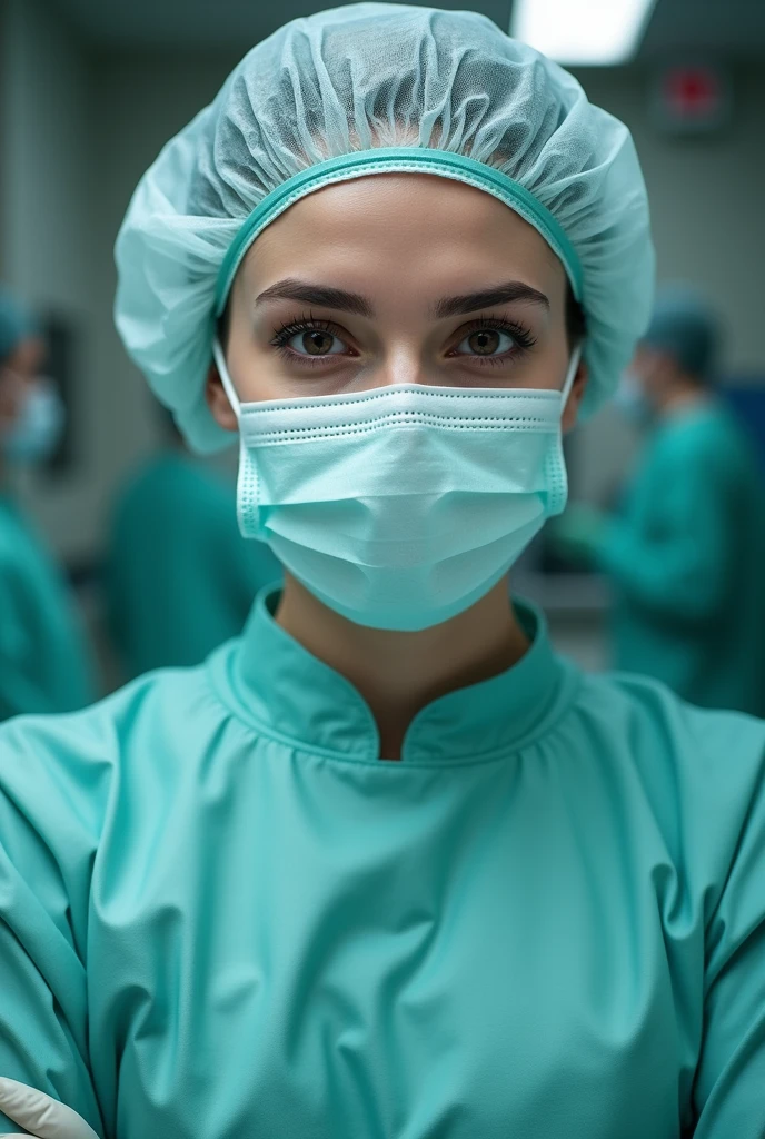 Put on surgical mask , surgical cap and gloves. Eyeliner - SeaArt AI