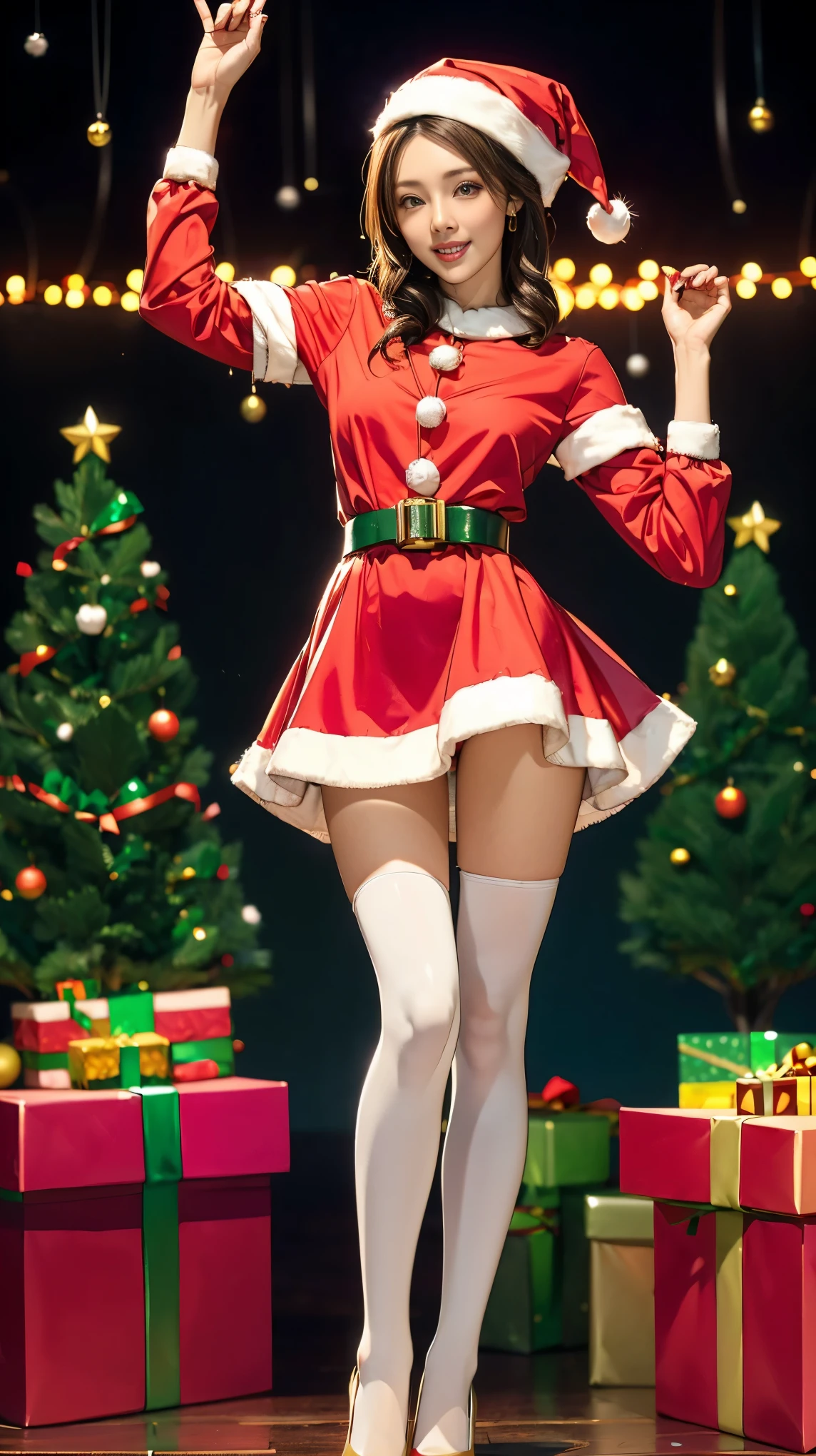 Araffe dressed in a santa claus outfit standing in front of a christmas tree - SeaArt AI