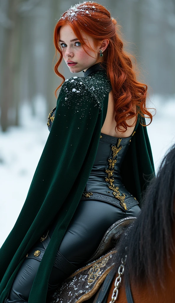 Young Triss Merigold is wearing a black sorceress costume with a dark ...