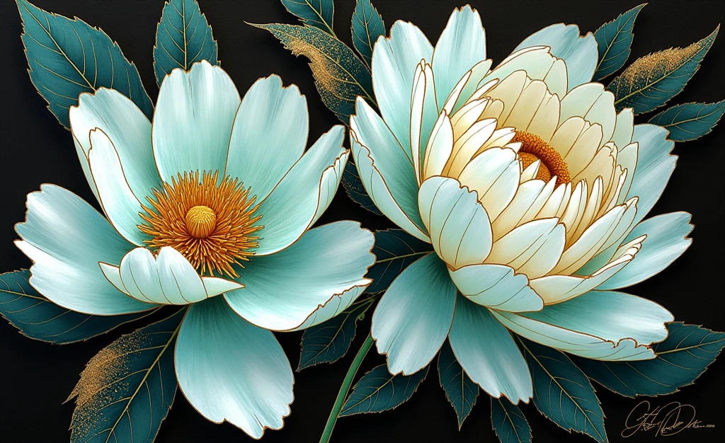 Highly detailed drawing, ink style + acrylic painting, modern European ...