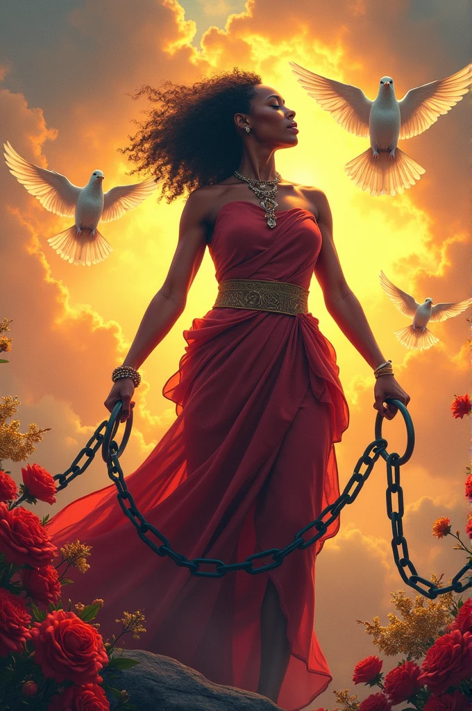 “Create an inspiring image of a woman standing boldly against ...