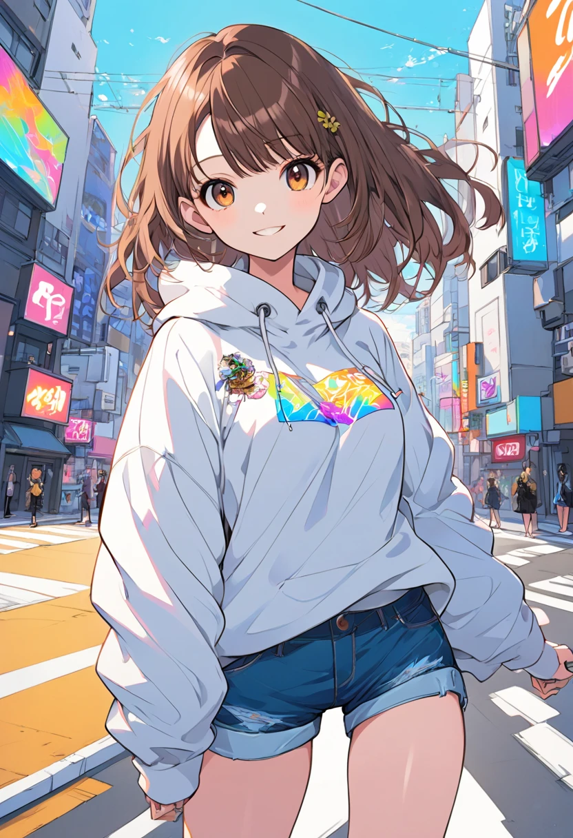 "A stylish female character in Japanese manga art style, with shoulder ...