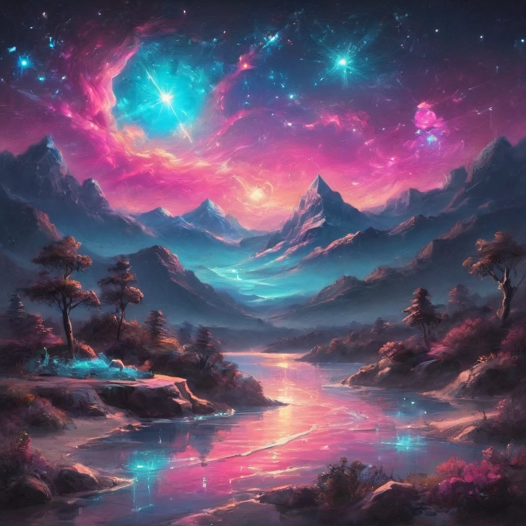 A design for a vaporwave style, beautiful neon glowing galactic art ...