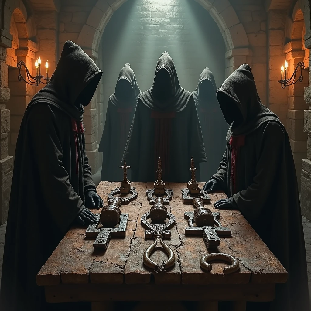 Horror image: ancient torture instruments of the holy inquisition ...