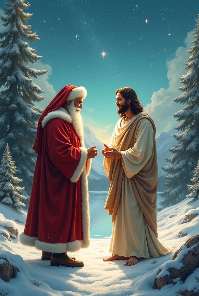Santa and jesus - SeaArt AI