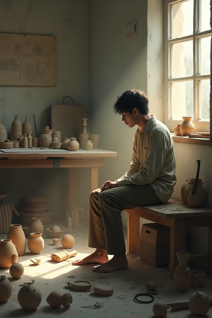 A visual composition depicting a person in an introspective mood ...