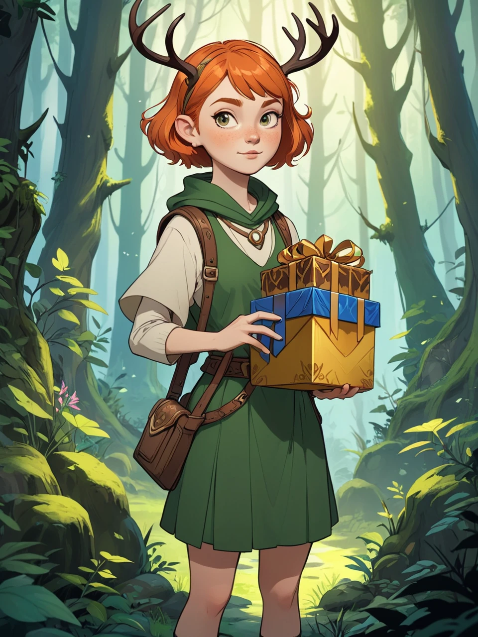 Character concept, druid, girl with ginger short hair and short deer ...