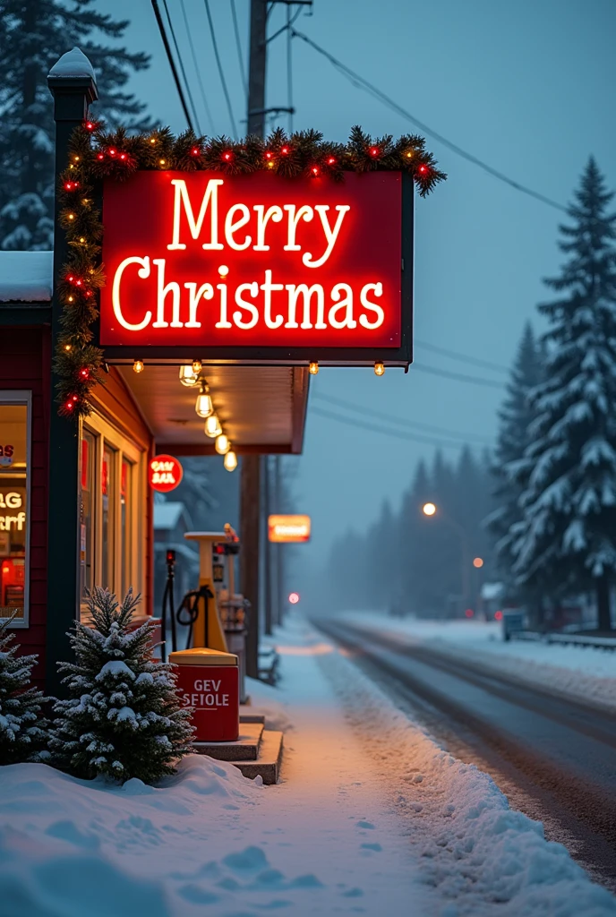 A post from a gas station wishing customers Merry Christmas - SeaArt AI