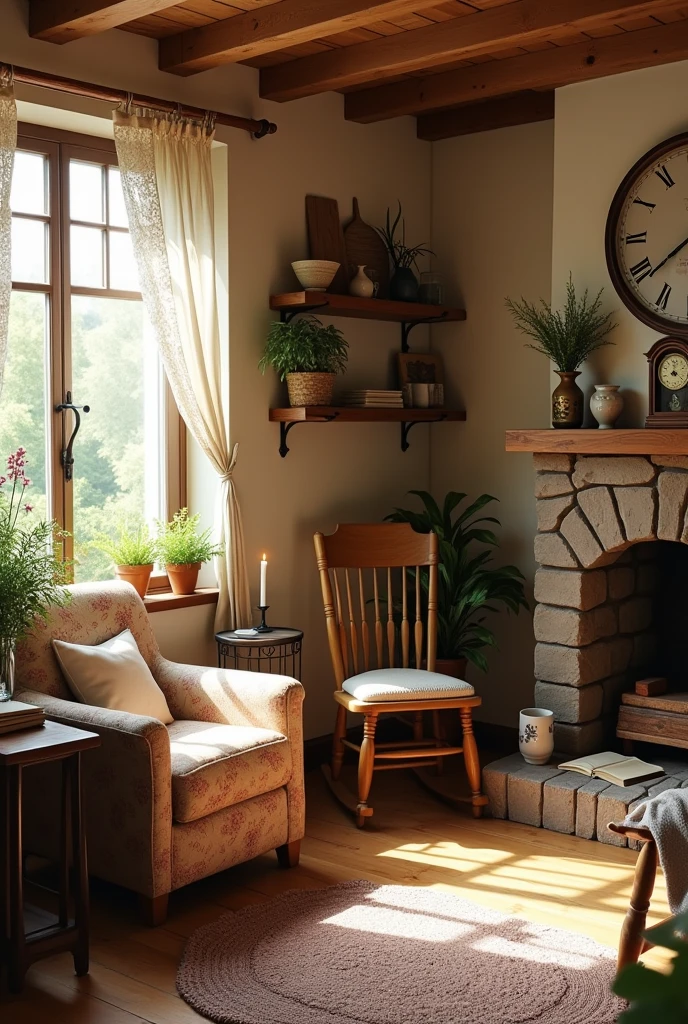 The cozy cottage interior is a perfect blend of rustic simplicity and ...