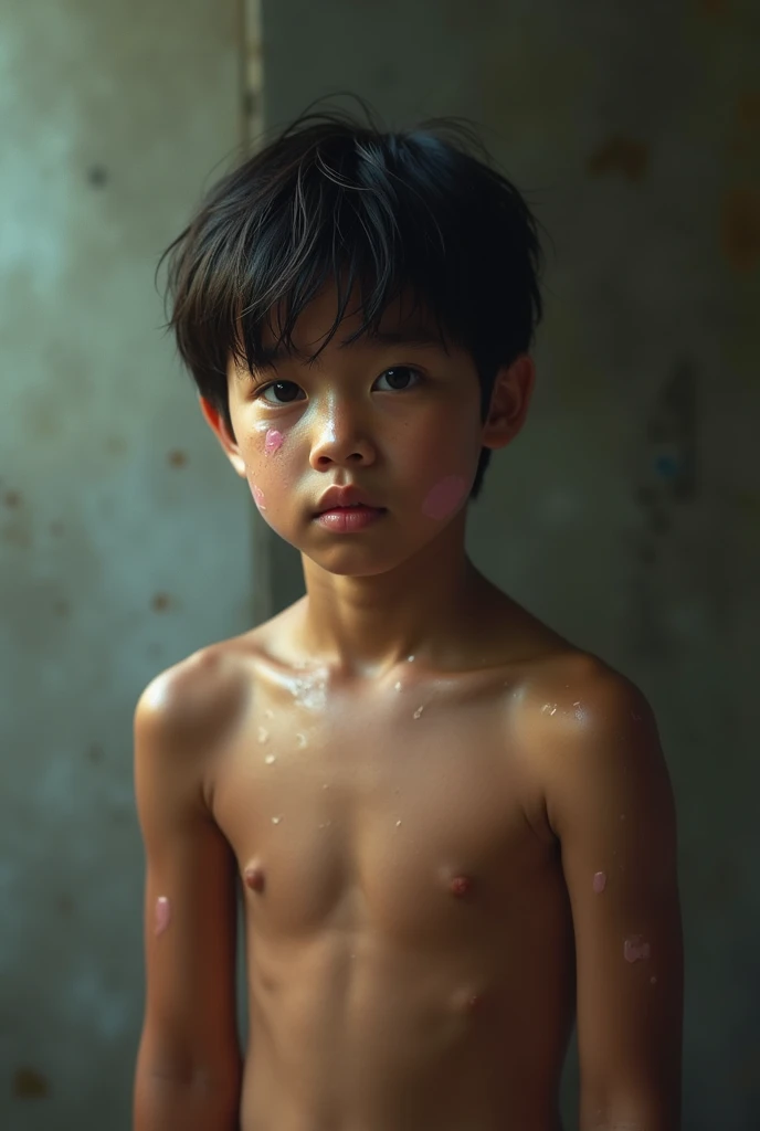 A boy was sweating and naked. - SeaArt AI