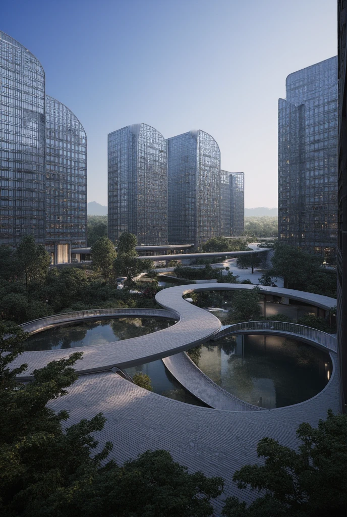 Apartment, residential building, street view, modern style, tranquility ...