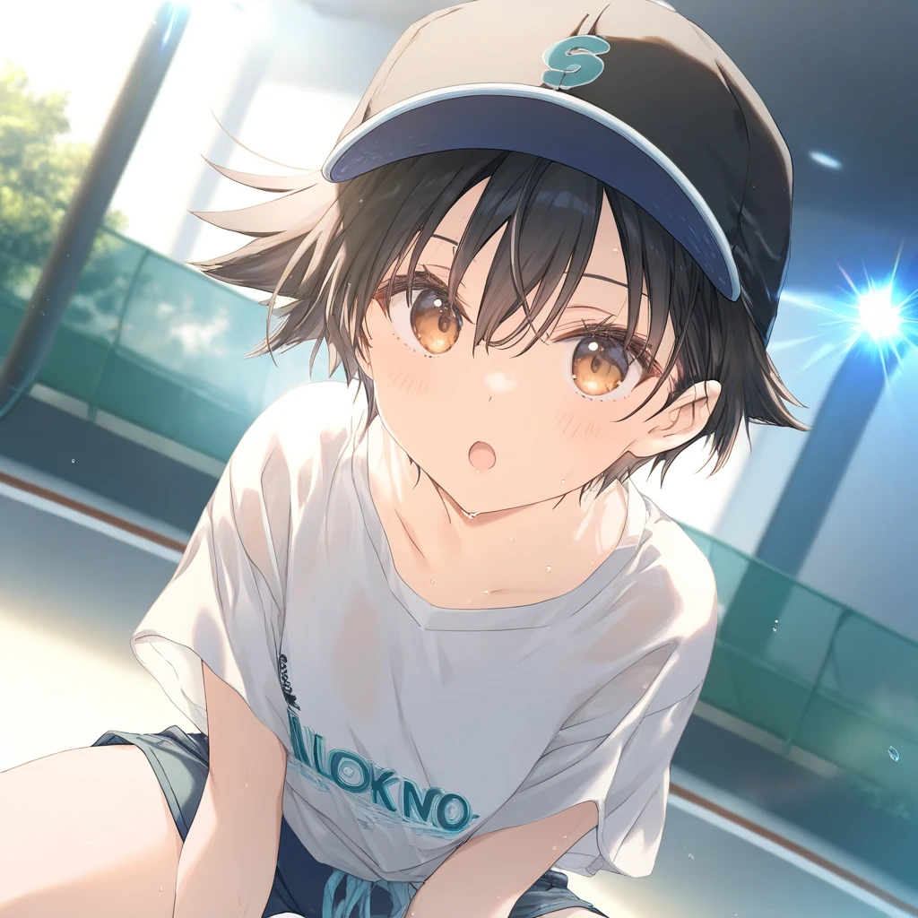 1girl, **li, tomboy, sweat, shorts,beautiful detailed eyes,open mouth ...