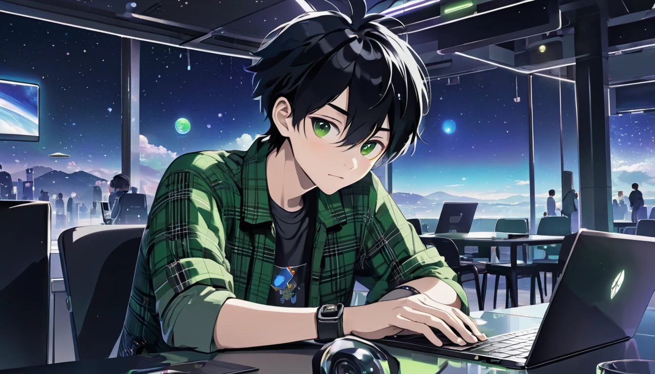 Tech-savvy 、 has a humorous 、 has a simple expression with a faint ...