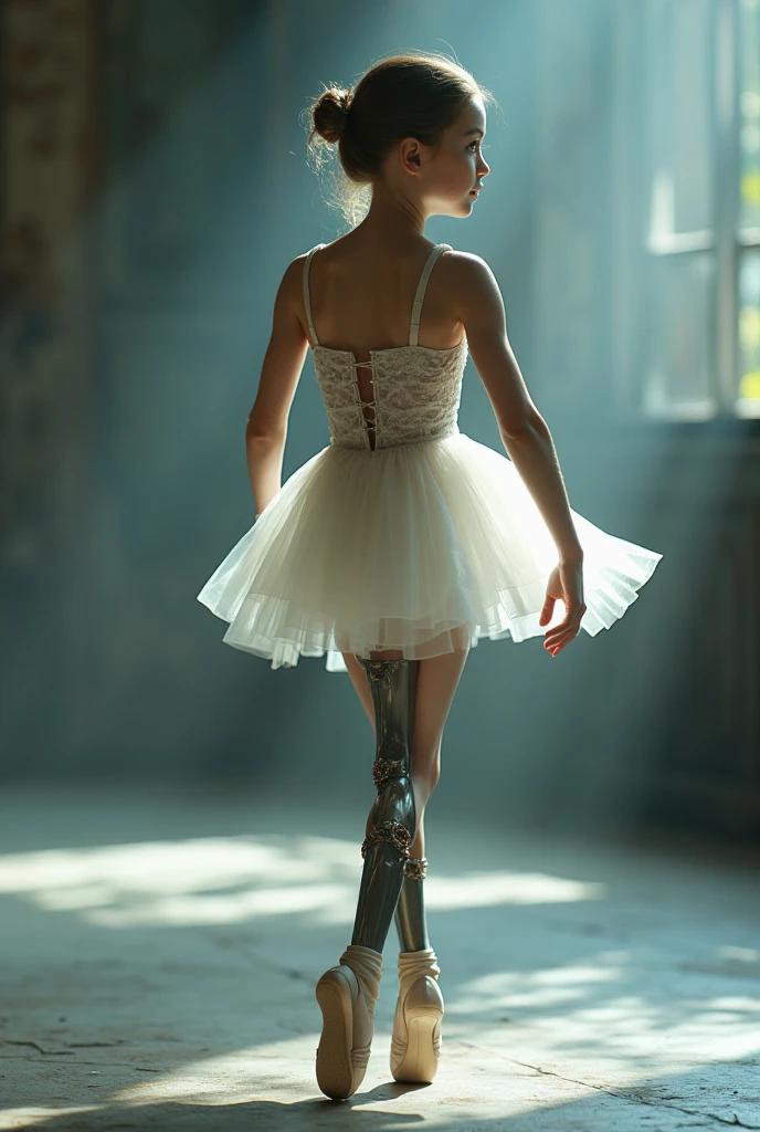A young girl with prosthetic legs, ballet dancer, beautiful detailed ...