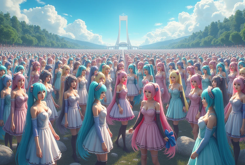 (Japanese Hatsune-Miku High Beautiful Super Many Cloning girls - SeaArt AI