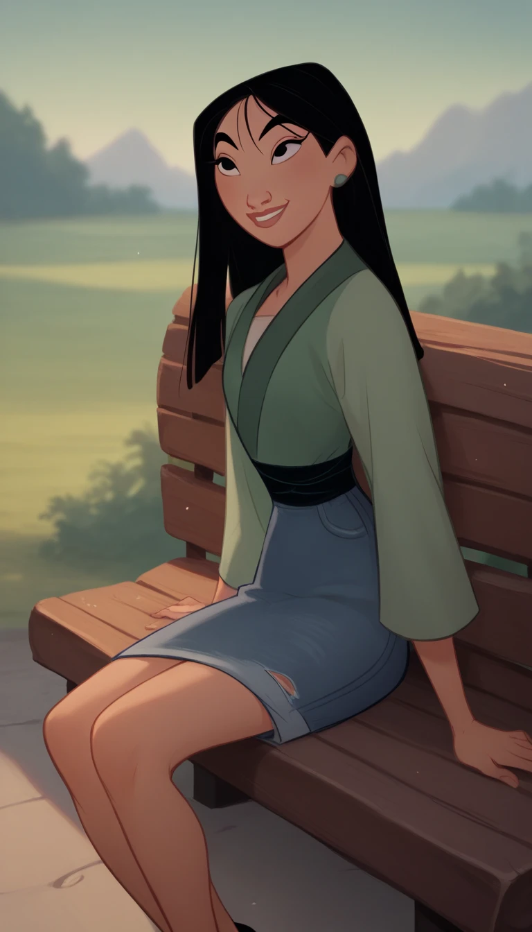 , to break, Mulan, 1 , Alone, black hair, long hair, black eyes - SeaArt AI