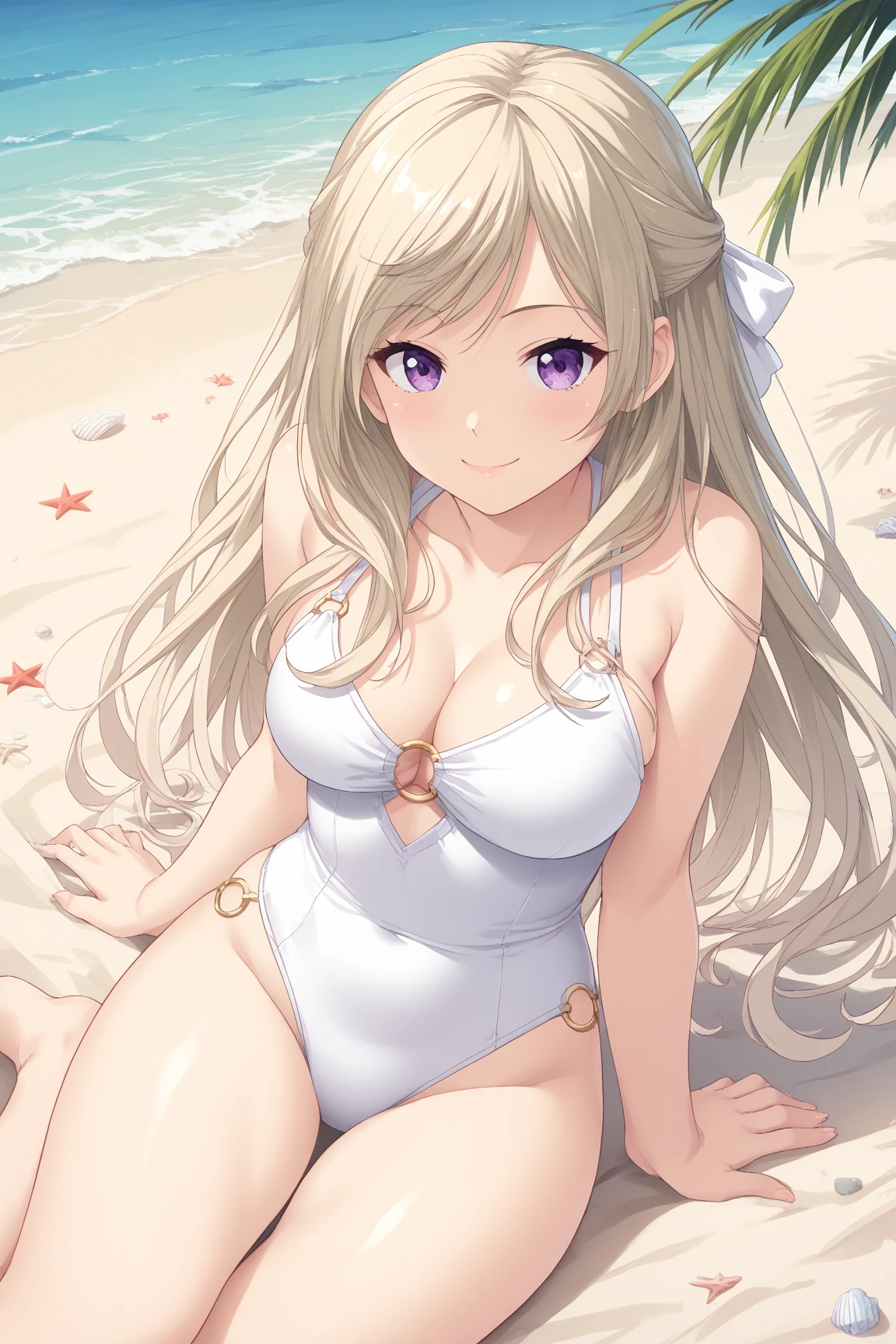 Half updo, blonde hair, violet eyes, long hair, naruse saki, 1 girl - SeaArt AI